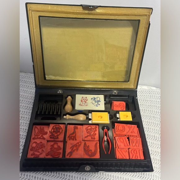 Other | Vintage Rubber Stamp Set With Case Animal Stamps All Alphabet ...